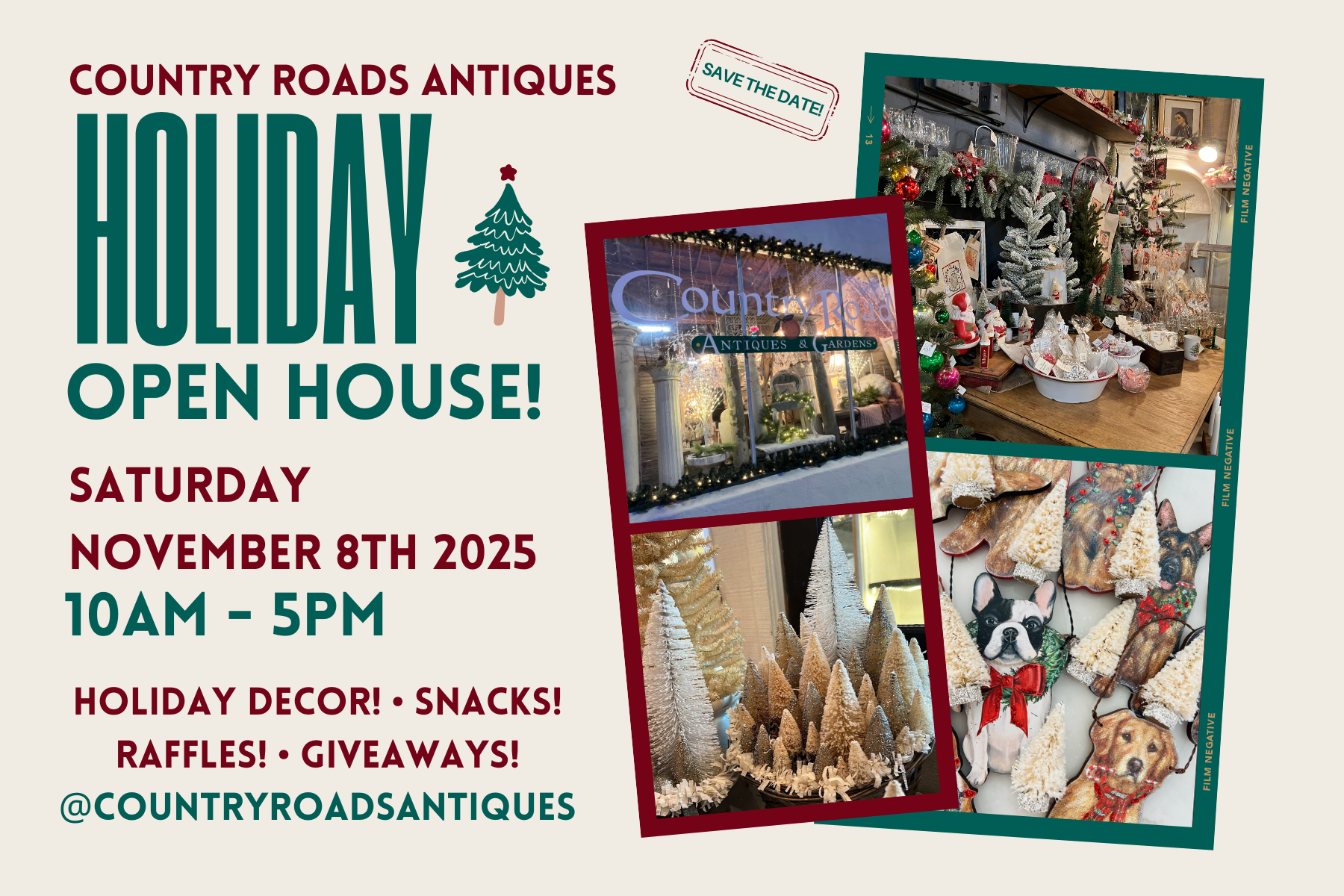 Holiday Open House: November 8th! – Country Roads Antiques & Garden